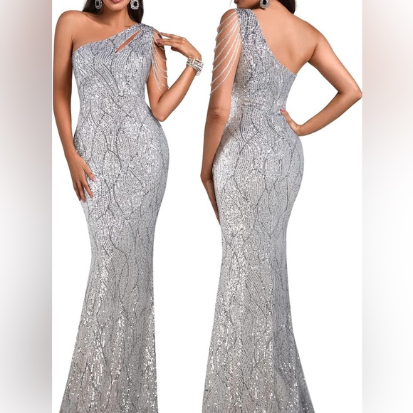 Dresses | Silver Oneshoulder Dress True Fit Timeless Elegance In A ...